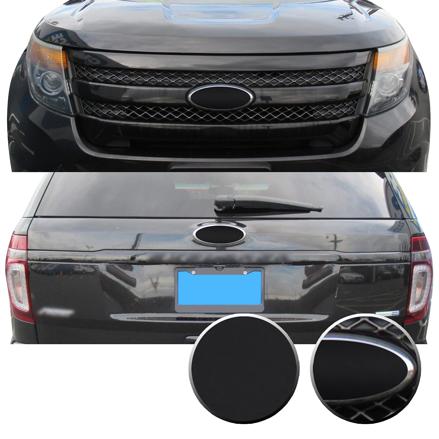 Front Rear Emblems Blackout Precut Vinyl Wrap Overlay Kit Compatible ...