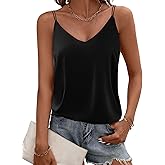 Ekouaer Womens Silk Satin Camisole Tank Tops V Neck Spaghetti Strap Blouses Cross Back ...