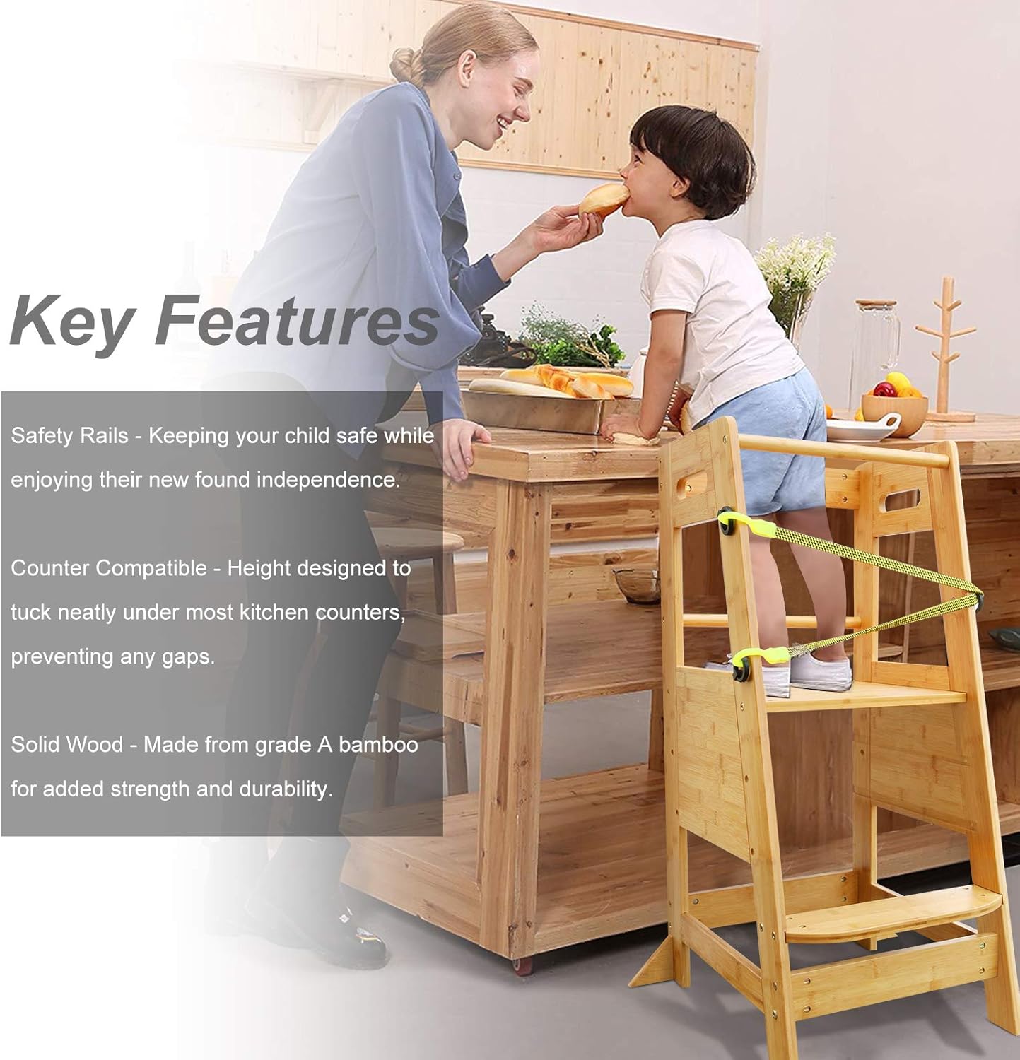 X XBEN Kitchen Helper Stand Toddlers, Standing Tower with Adjustable ...