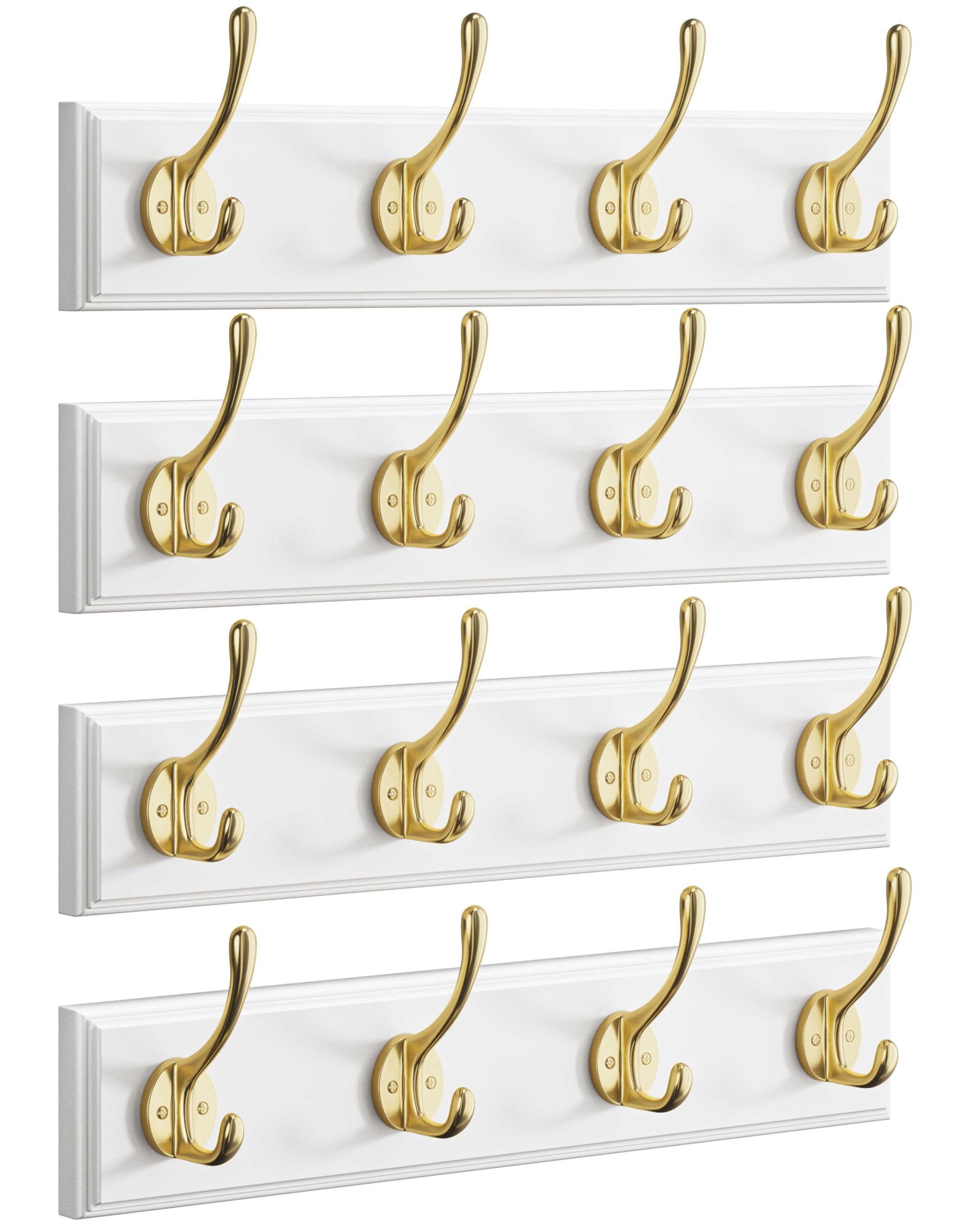 Seocry Coat Rack Wall Mount, 4 Pack 16.5 Inches Wall Hook Rack, White ...