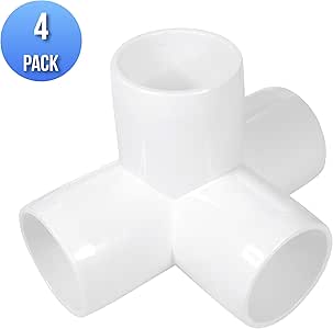 (4-PACK) 4-Way 3/4" inch SCH40 PVC Fitting, Tee Pipe Fittings PVC ...