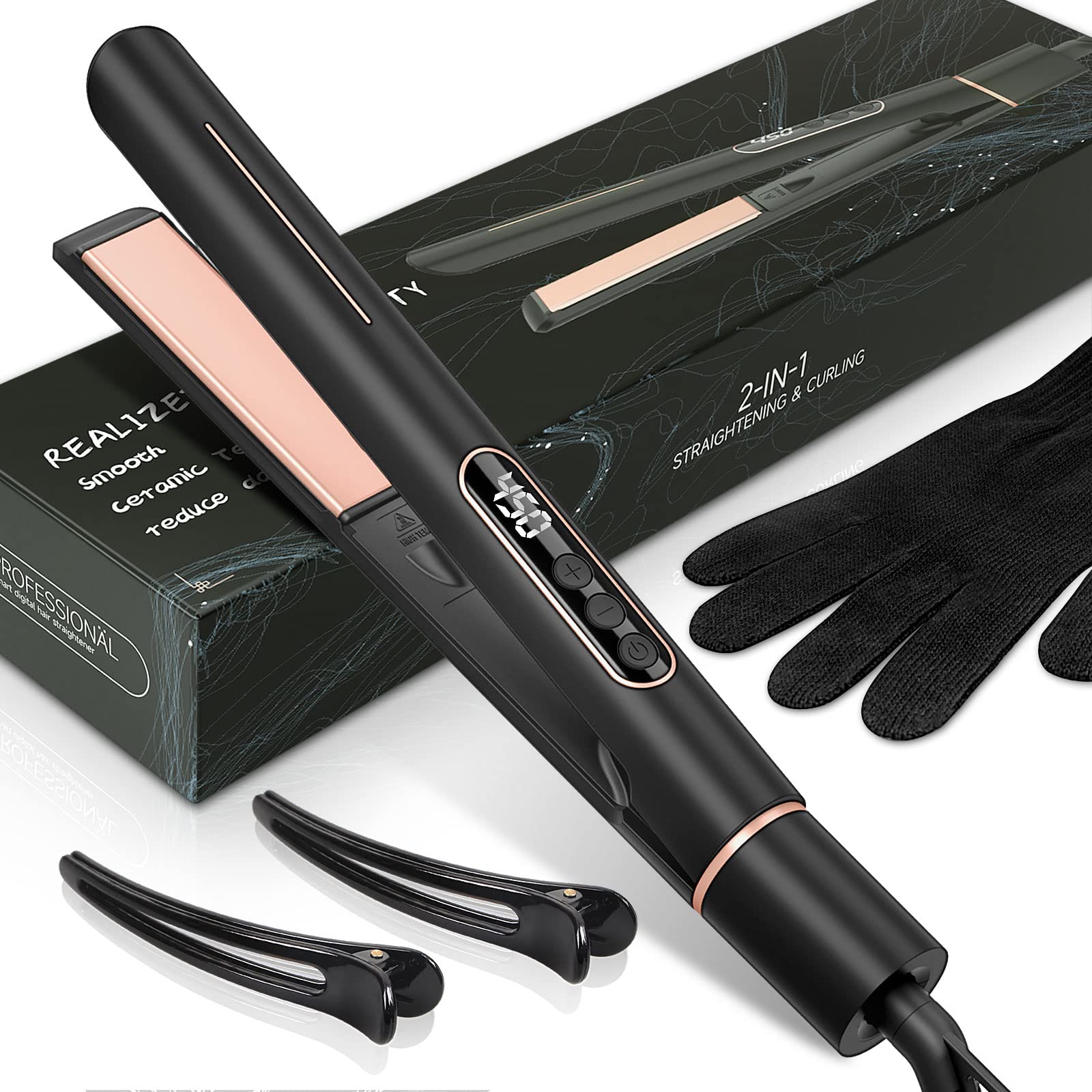 Hair Straightener and Curler 2 in 1, Straightens & Curls Any Hair Type ...
