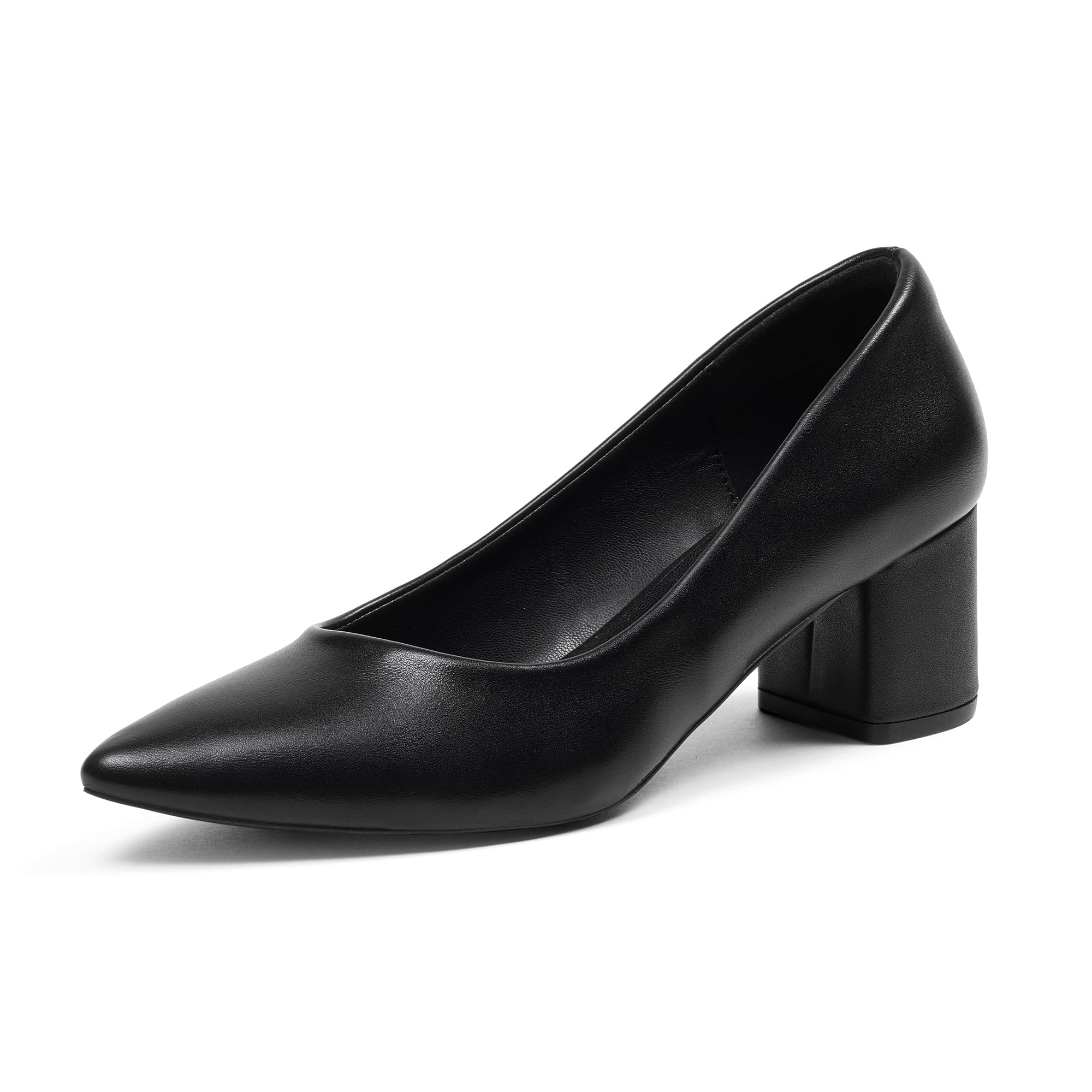 GENSHUO Women's Closed Toe Heels Low Chunky Block Dress Pumps Shoes ...