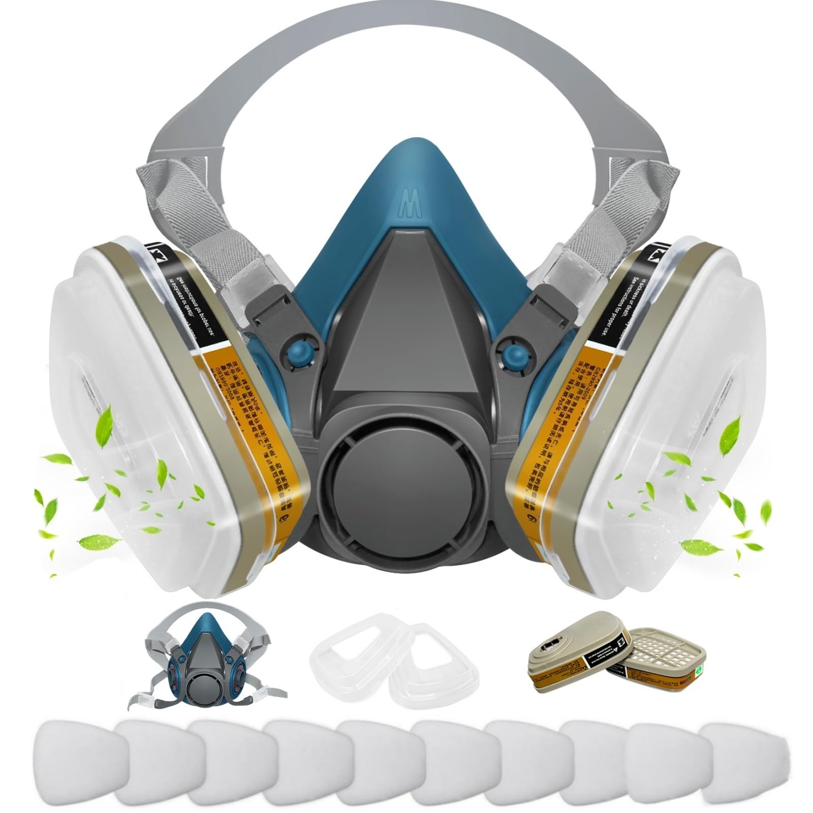 LMINHAN Respirator Mask, Blue Paint Respirator with 6001 Filters for ...