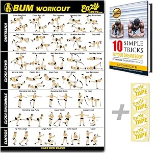 Amazon.com: Eazy How To Butt Workout Exercise Banner Poster - Tone ...