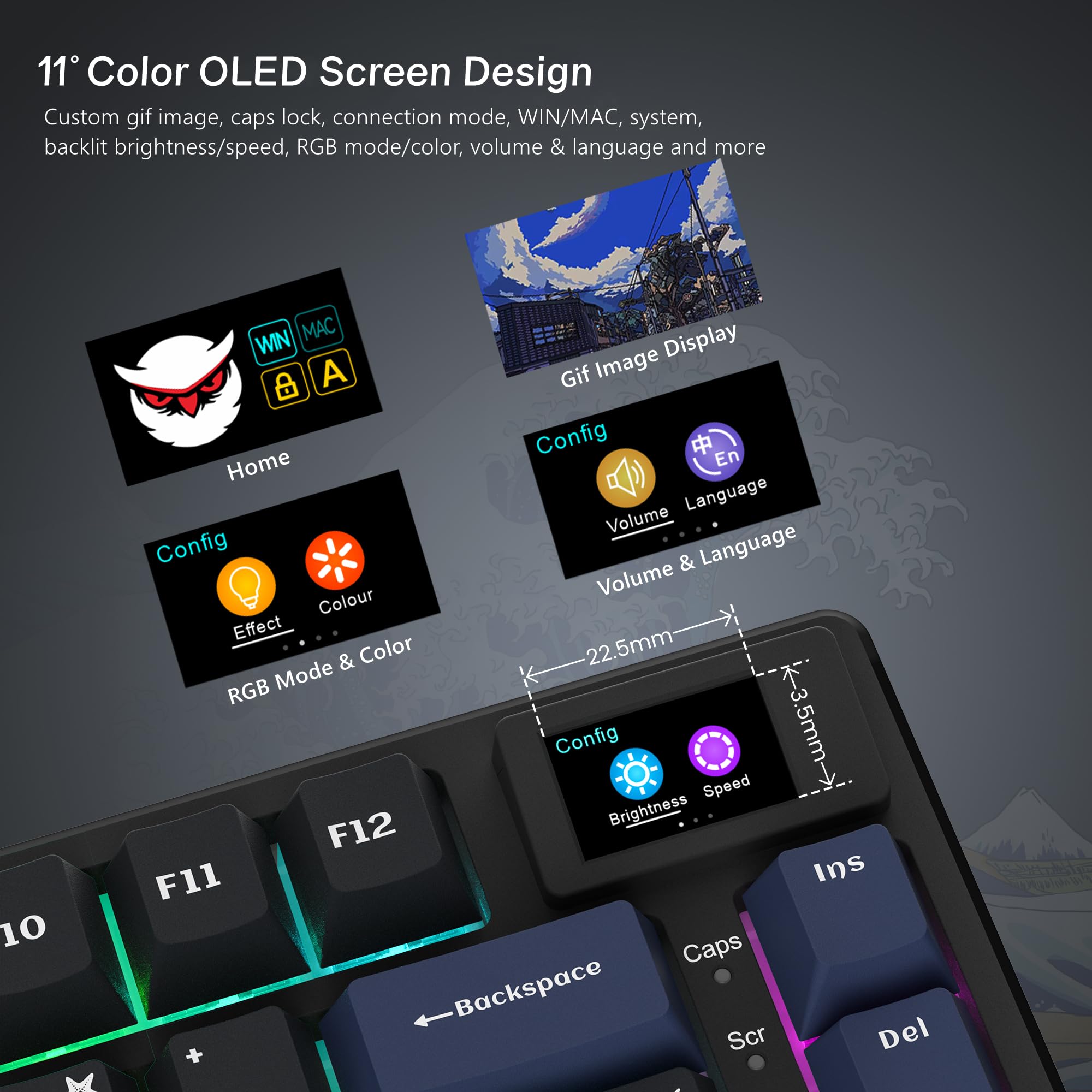 Mua Womier S-K80 75% Keyboard with Color Multimedia Display Mechanical Gaming Keyboard, Hot ...