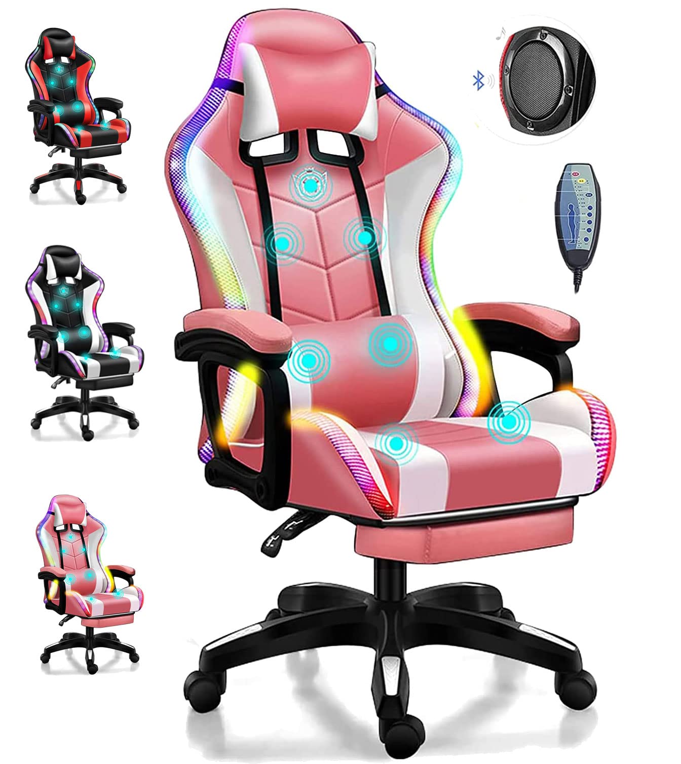 TBQATNTS Gaming Chair with Speakers,Led Gaming Chair,Ergonomic Pro ...
