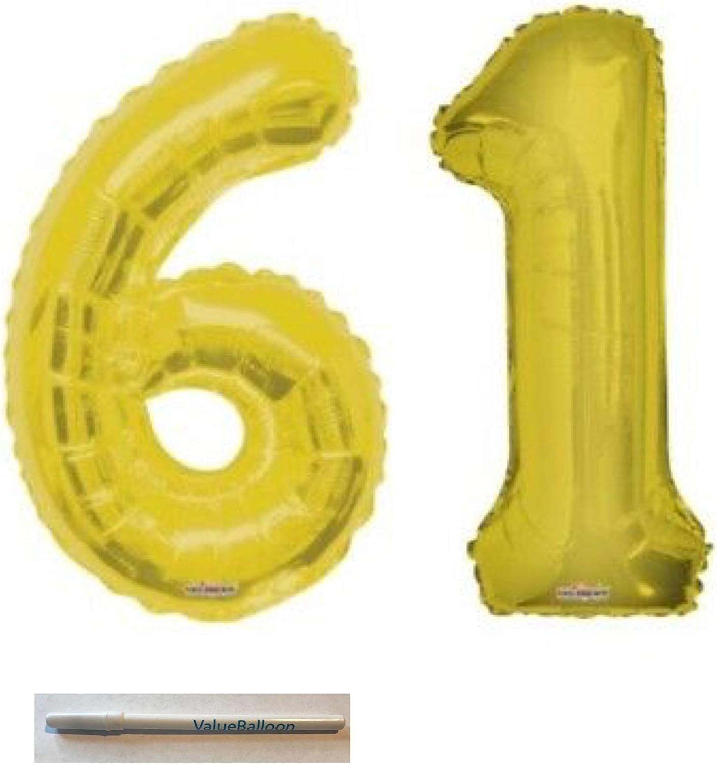 Amazon.com: Valueballoon Gold Number 61 33” Balloon Birthday Party ...