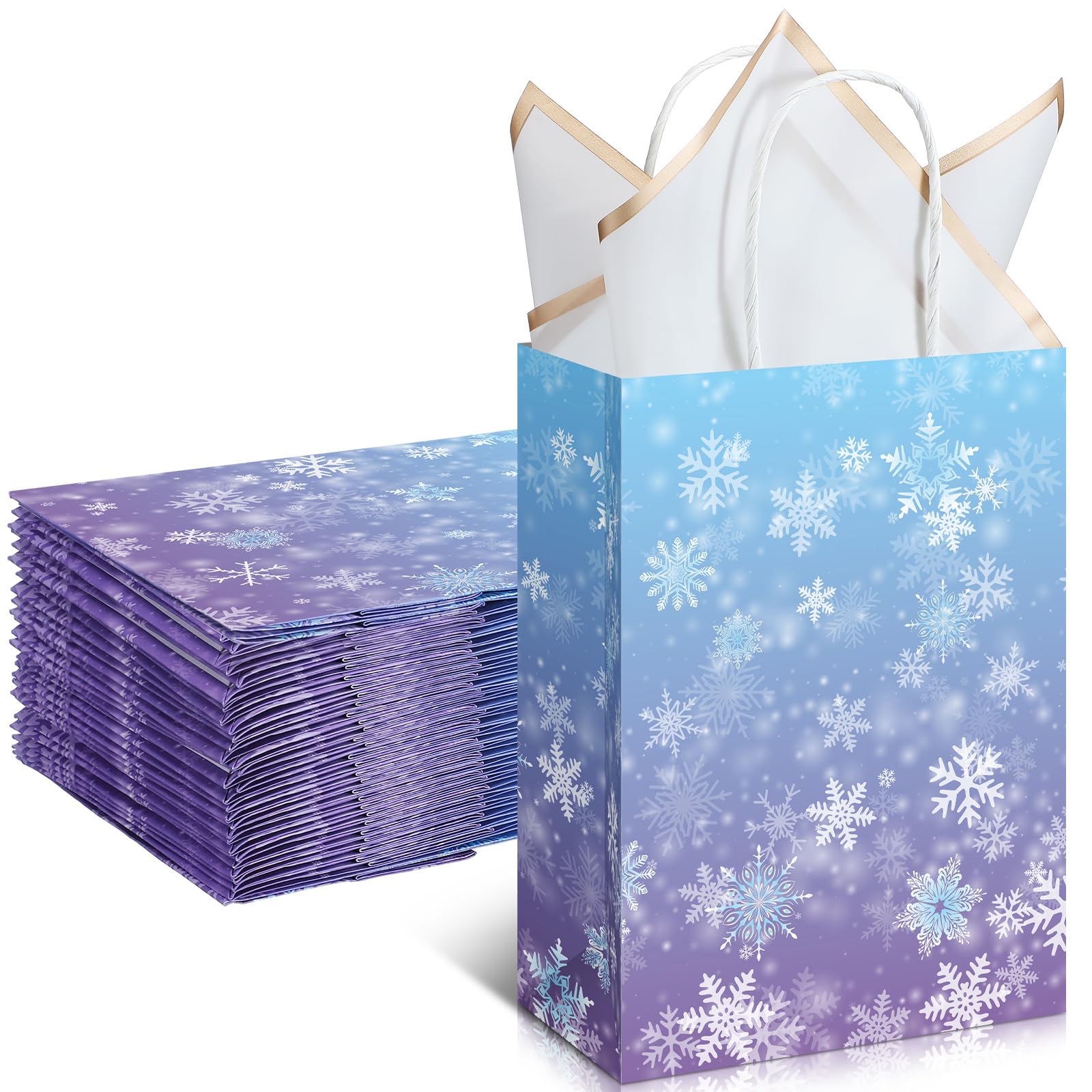 ReliThick 30 Pcs Winter Snowflake Paper Bags Frozens Gift Bags ...