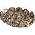 Amazon.com | StorageWorks Elliptical Wicker Scalloped Tray, Rattan ...