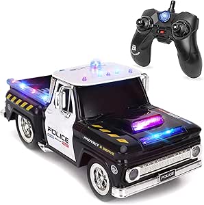 Amazon.com: RC Remote Control Police Pickup Truck Toy Vehicle with ...