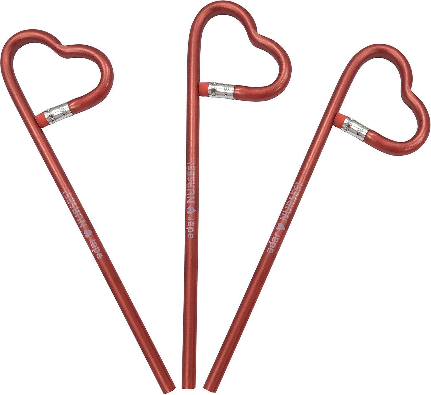 Amazon.com : Adar Heart Pencil - Heart Shaped Pencil With Eraser - 3 ...