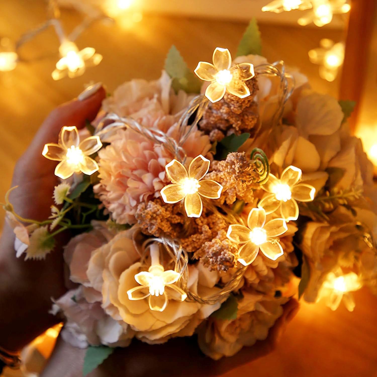 FULLBELL Fairy Lights Christmas Decorations Flower String Lights Home ...