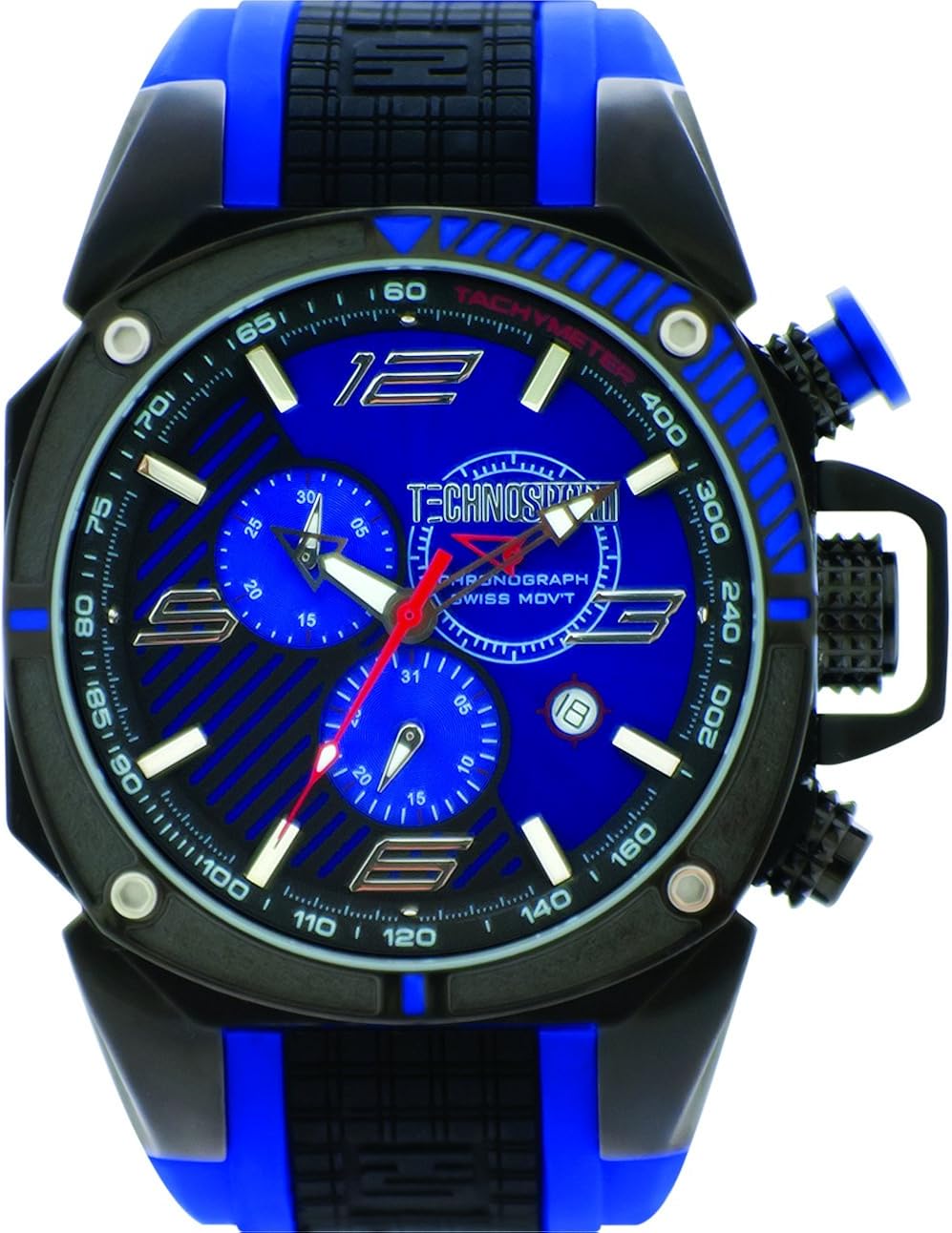 Amazon.com: TechnoSport TS-100-4F1 Mens Black and Blue Silicone Band ...
