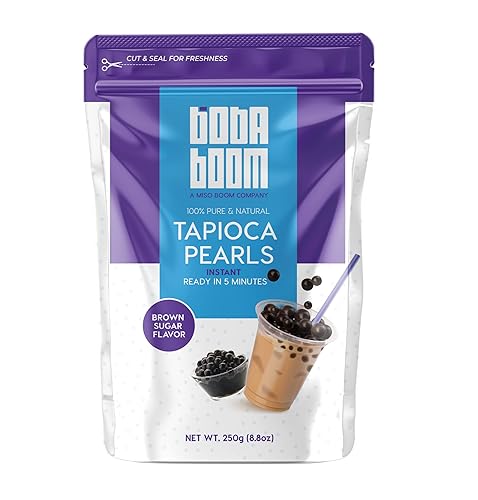 Boba Pearls for Bubble Tea, 8.8 oz. Instant Black Tapioca Pearls for ...