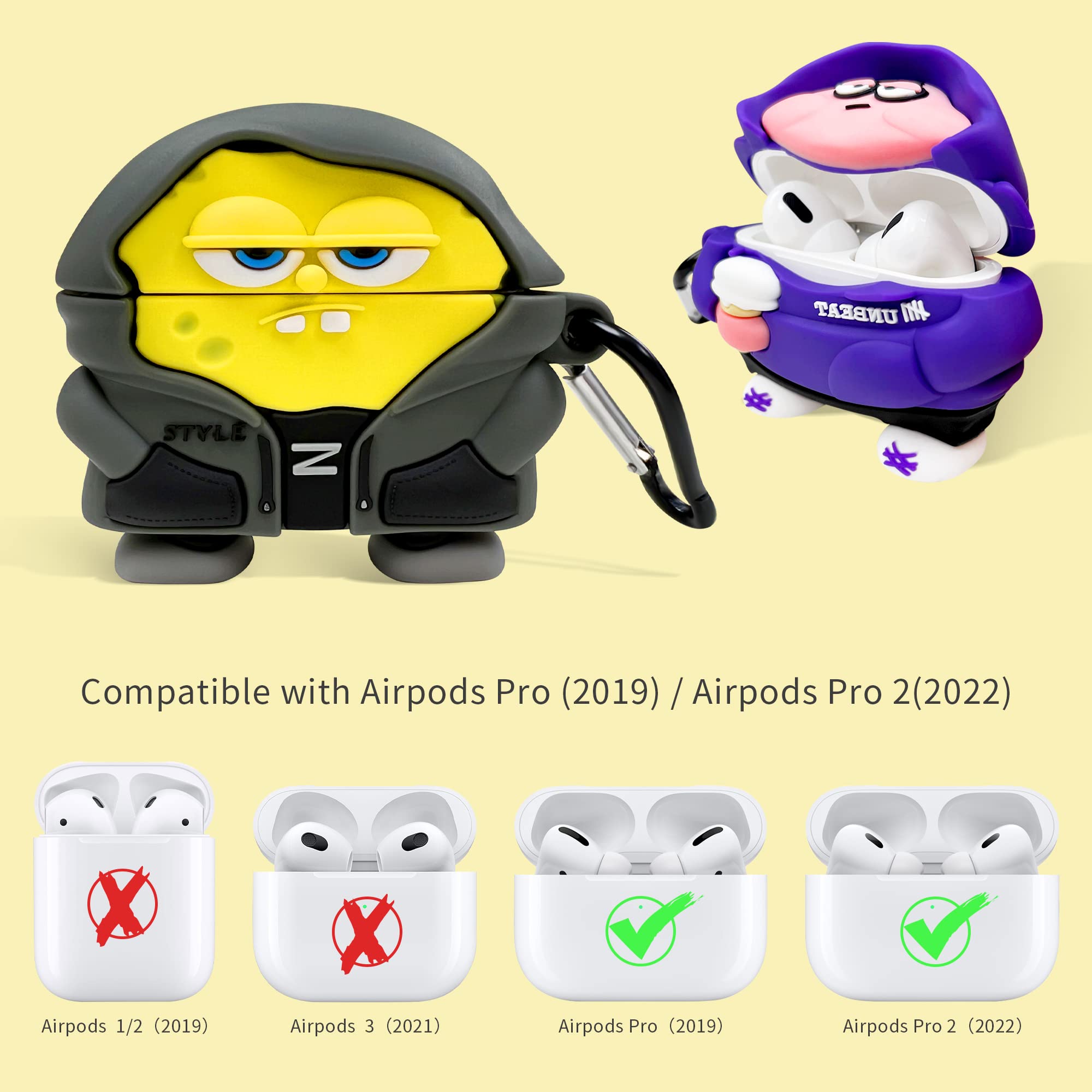Cute Cartoon Character Airpods Pro 2 Case, Anti-Fall Soft Silicone ...