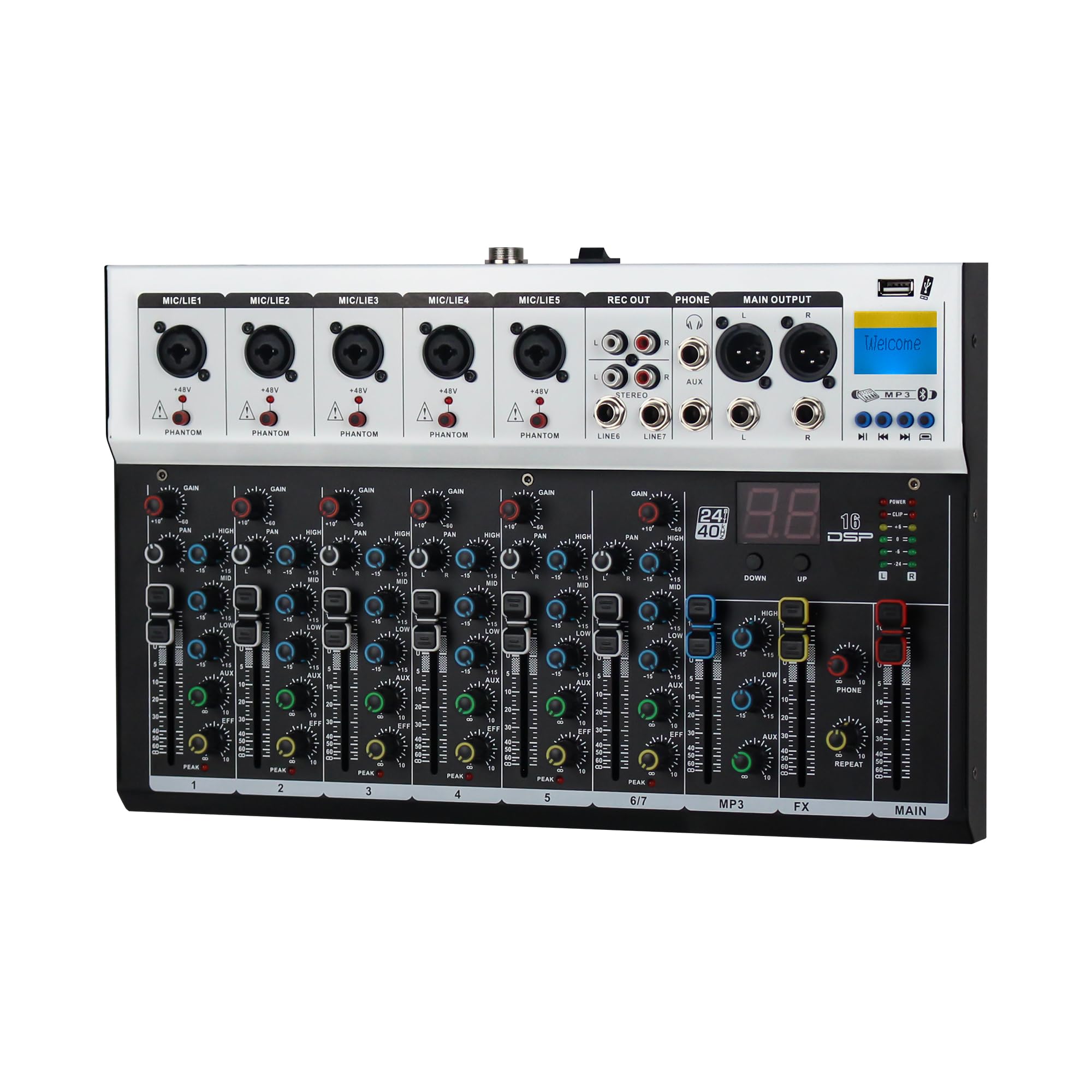 Micfuns Unpowered Recording Mixers with 16DSP 24bit with MP3 USB DJ ...
