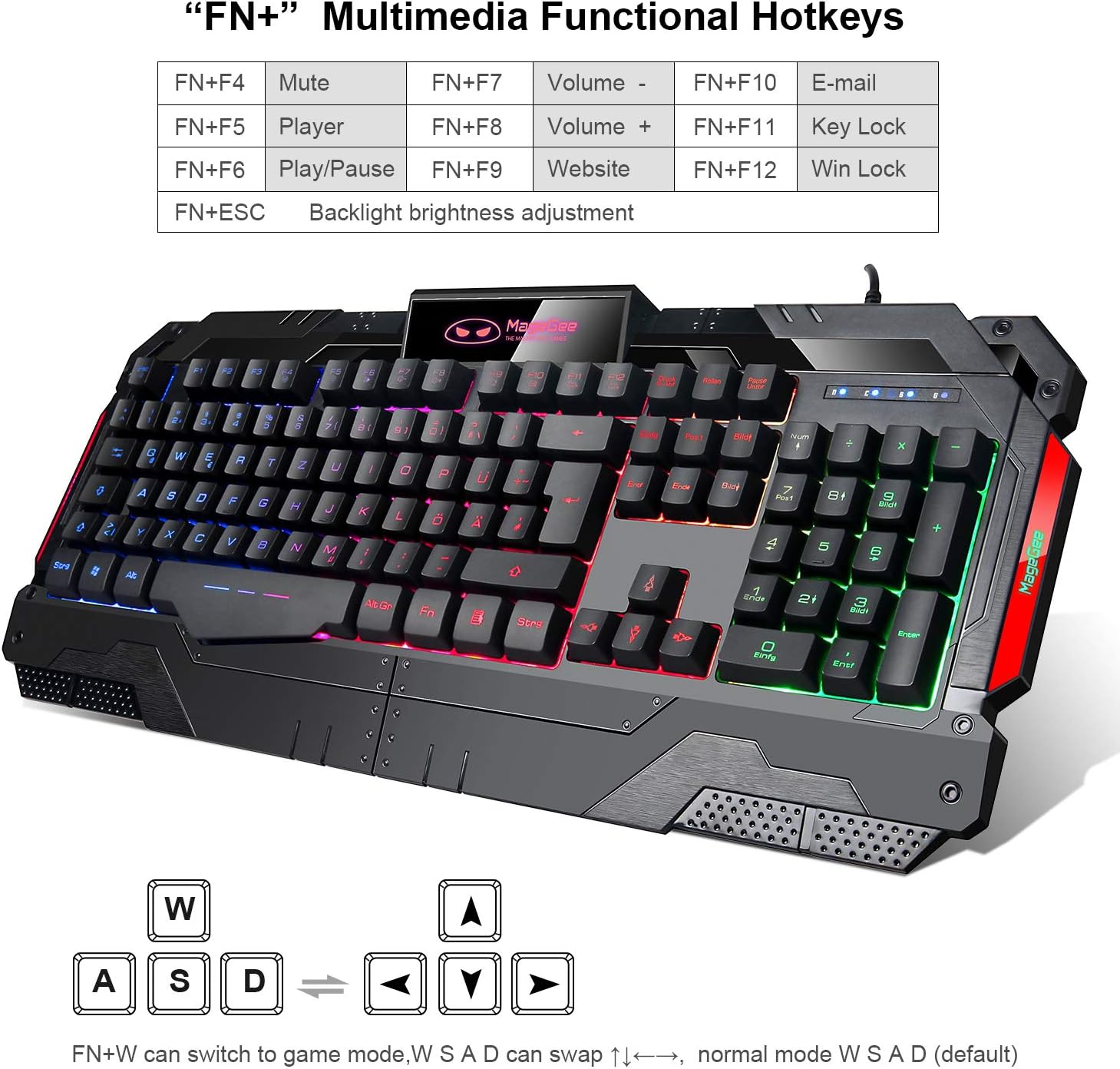 GK806 Gaming Keyboard and Mouse Set Wired Rainbow LED Backlight USB ...