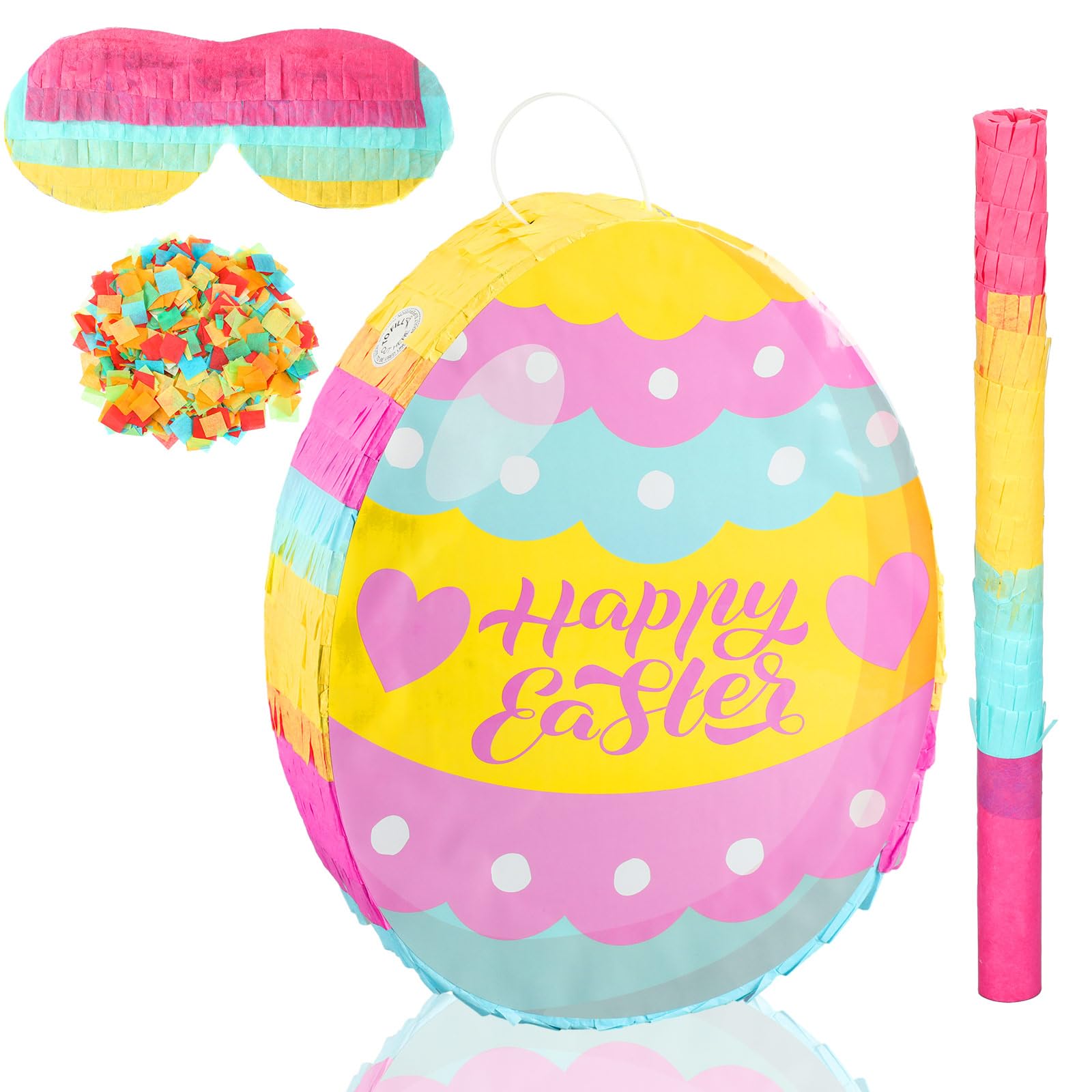 Halloscume Easter Piñata Decorations 13.7 Inch Easter Egg Piñata with ...