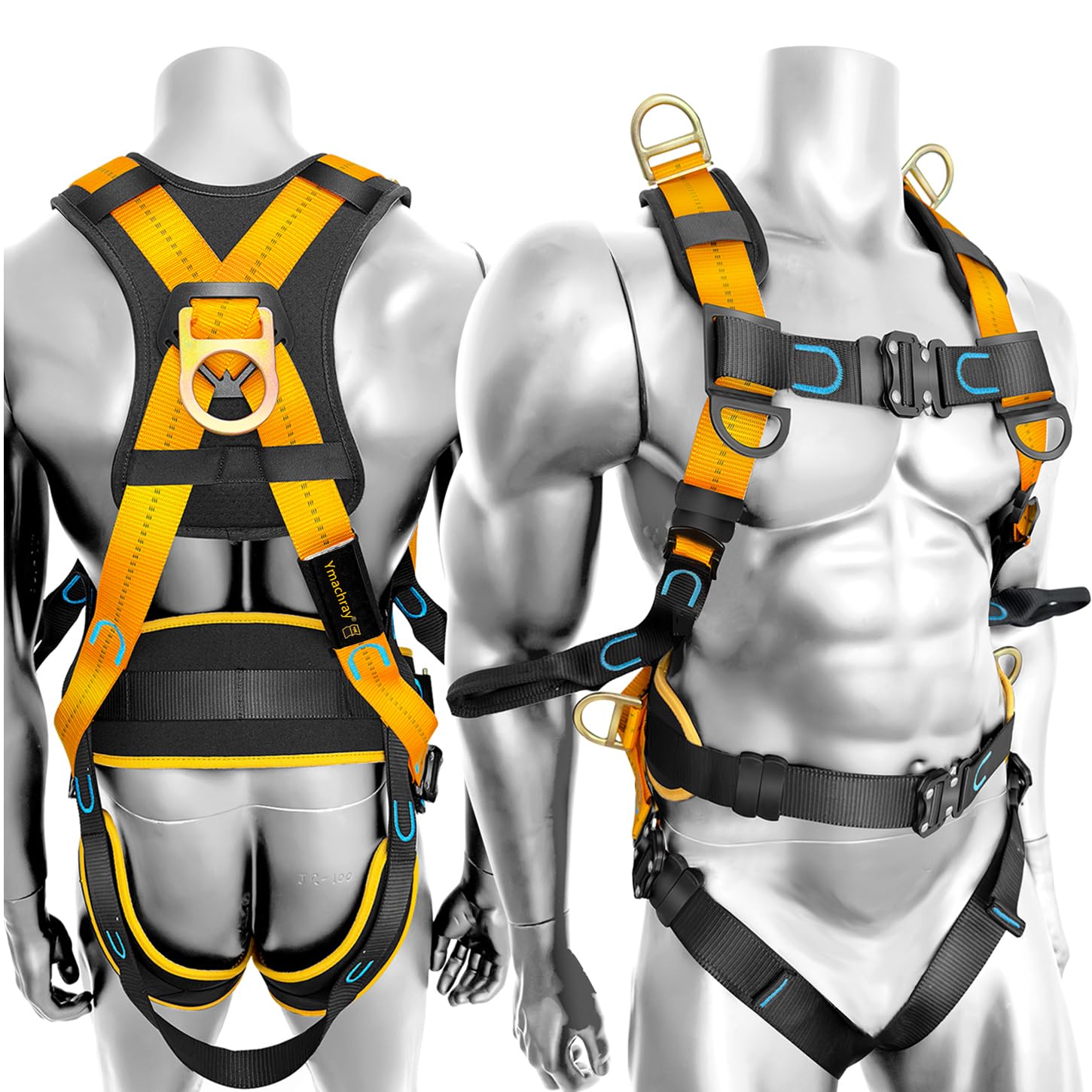 Ymachray Fall Protection Full-Body Safety Harness, Vented & Padded ...