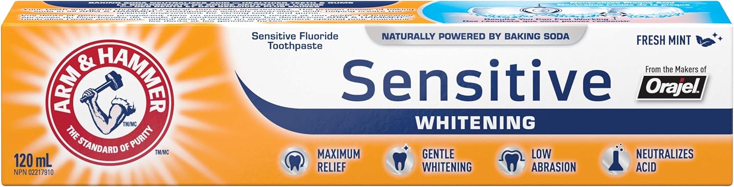 ARM & HAMMER Sensitive Whitening Toothpaste, 120-ml: Amazon.ca: Beauty