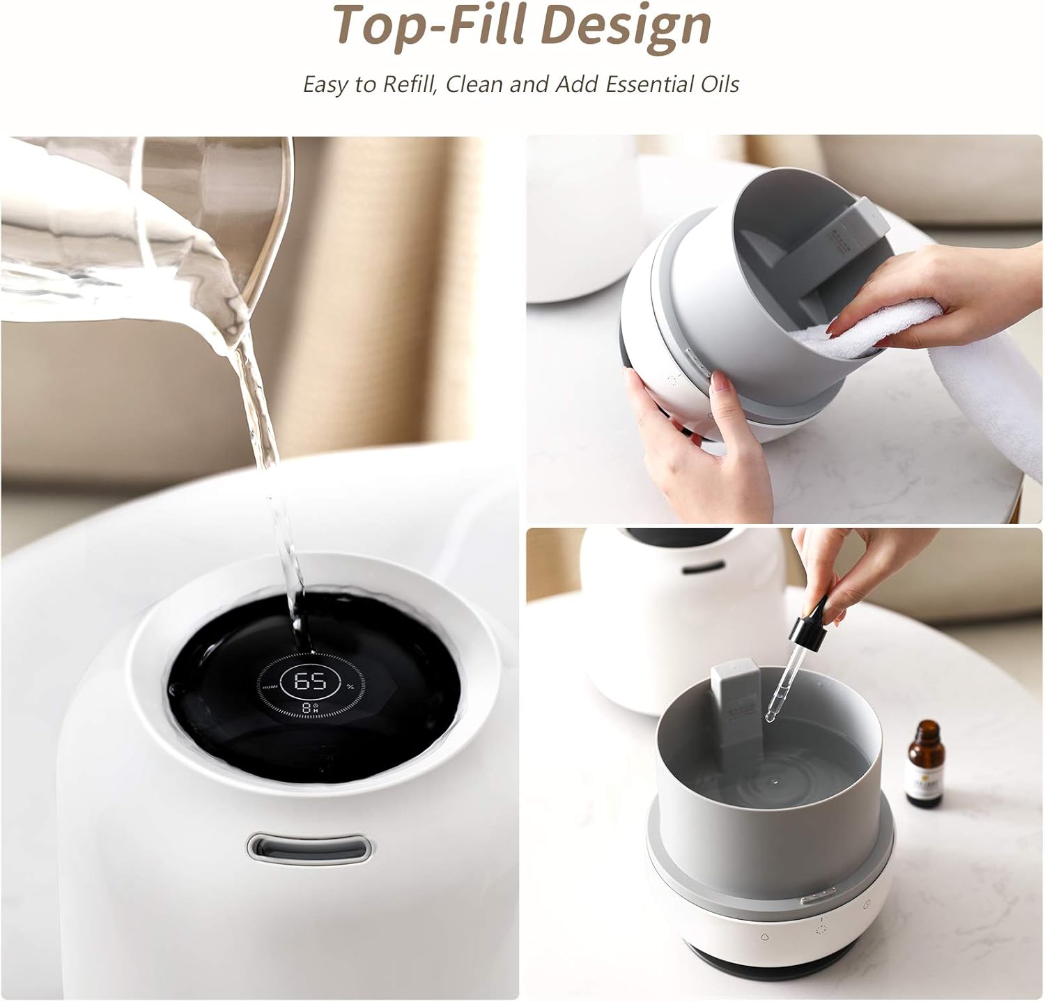 SmartDevil Humidifier 1.2L, Ultrasonic Humidifier with Smart Display ...