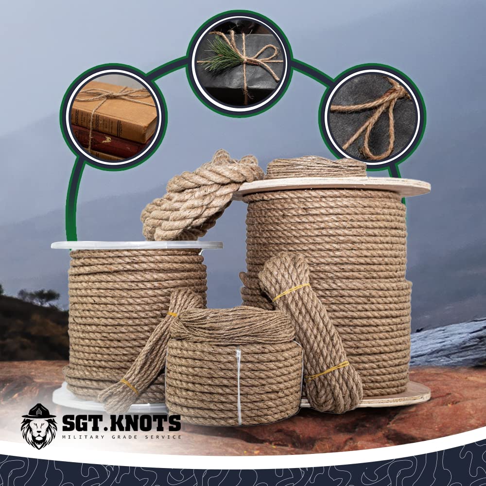 Twisted Jute Rope - SGT KNOTS - Thick Heavy Duty 3 Strand Jute Ropes ...