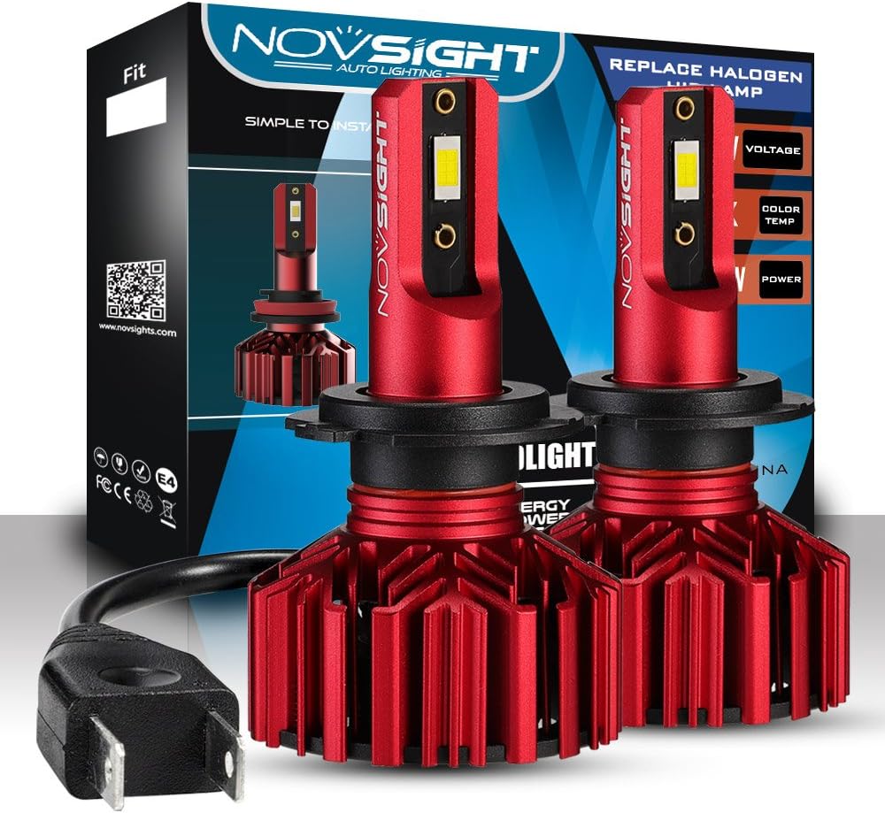 NOVSIGHT H7 LED Headlight Bulbs 60W (30W X2) 10000LM 6000K: Amazon.co ...