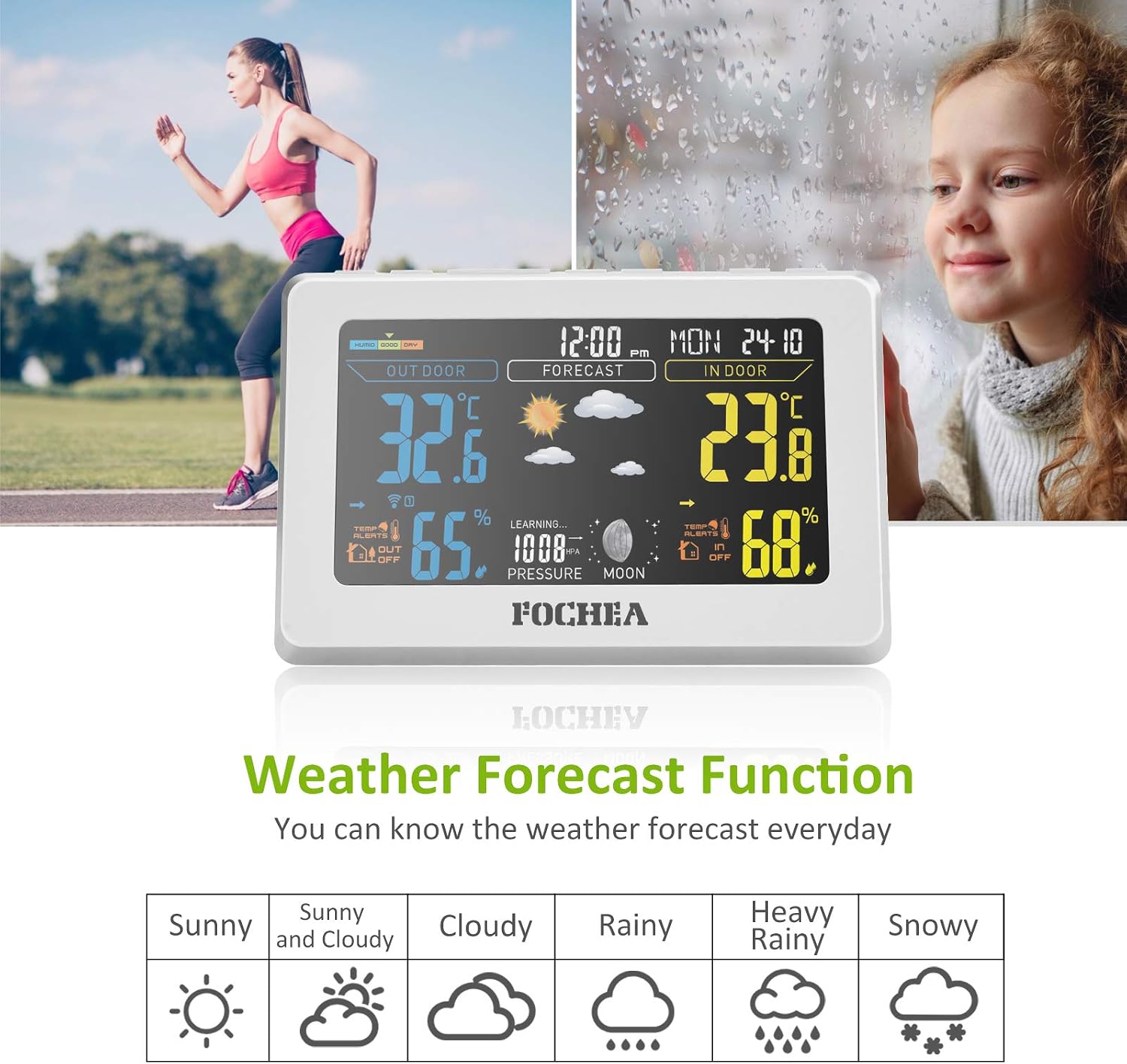 FOCHEA Weather Station with Outdoor Sensor Wireless, Weather Stations ...