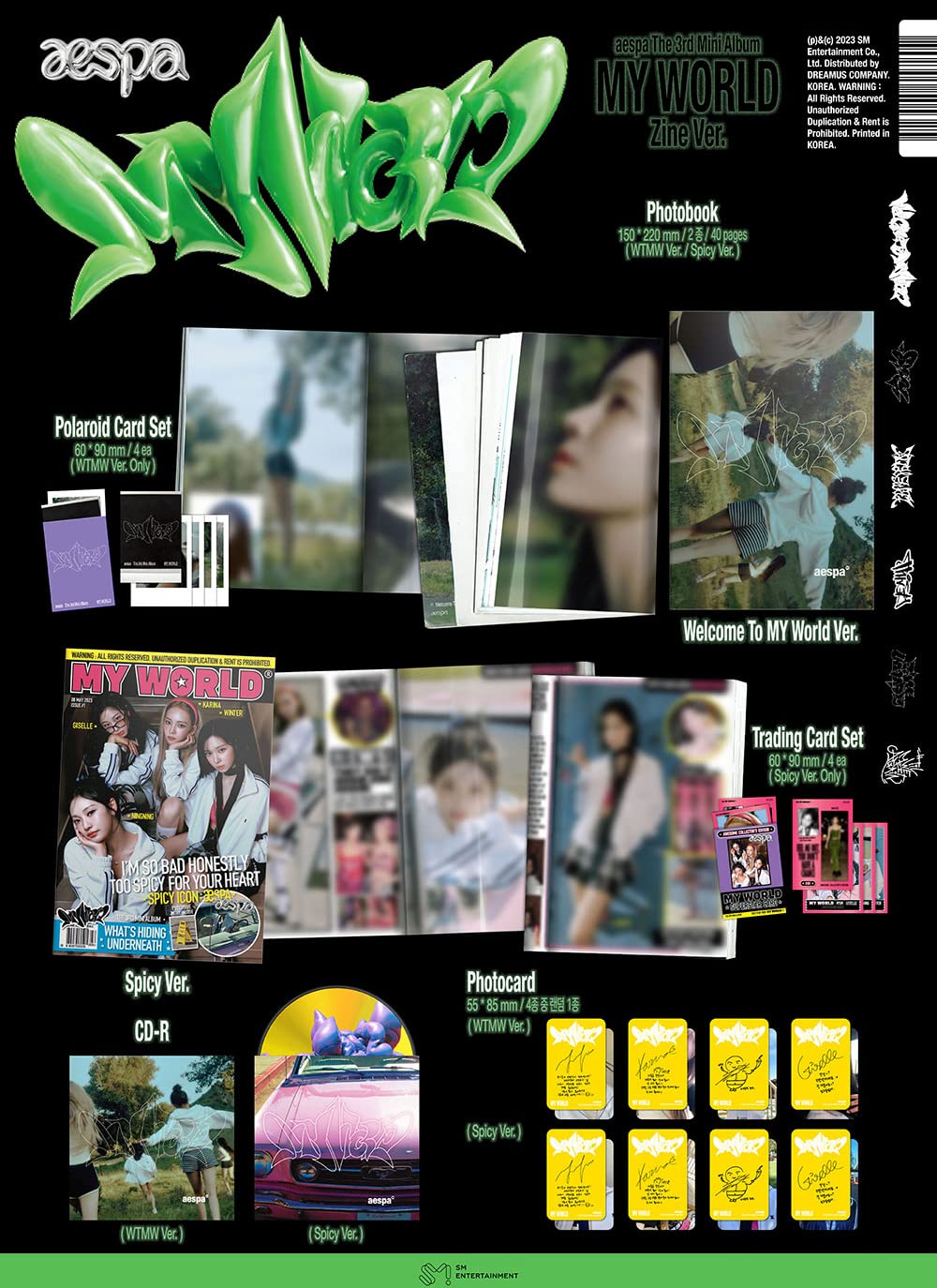 Mua AESPA : MY WORLD - Zine Ver. (Spicy Version) 3rd Mini Album CD-R+Photobook+Trading Card Set ...