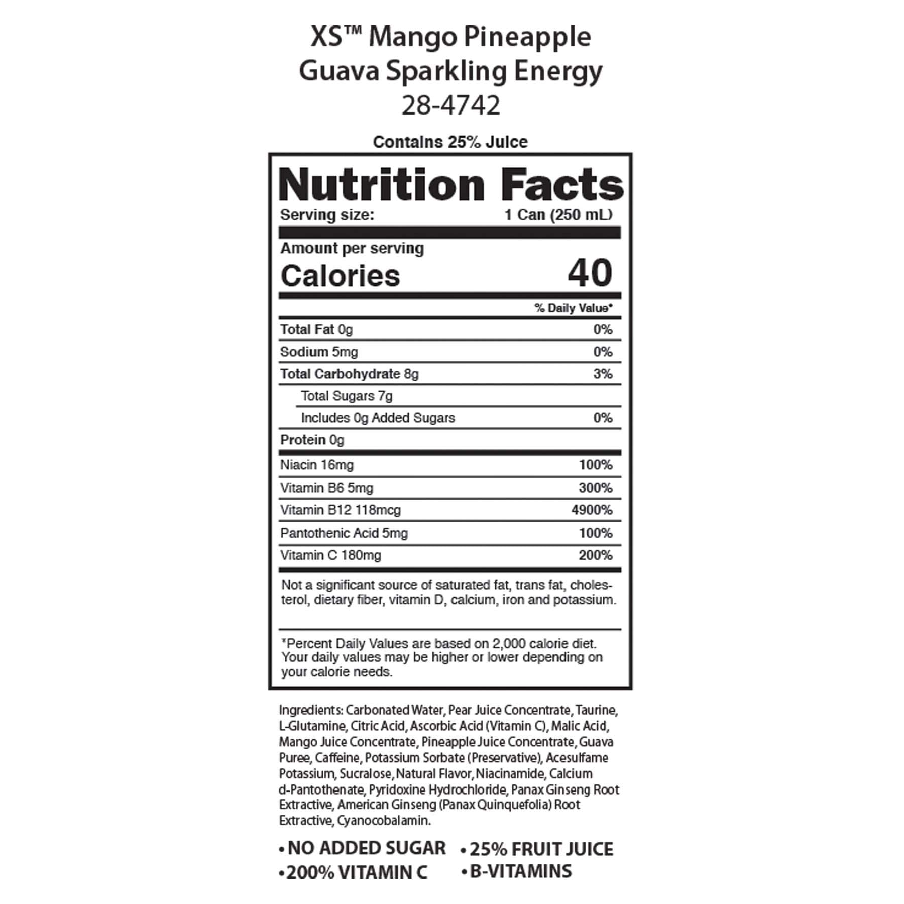 Mua Xs Sparkling Juiced Energy Mango Pineapple Guava, 12 Pack,7.33 lbs ...