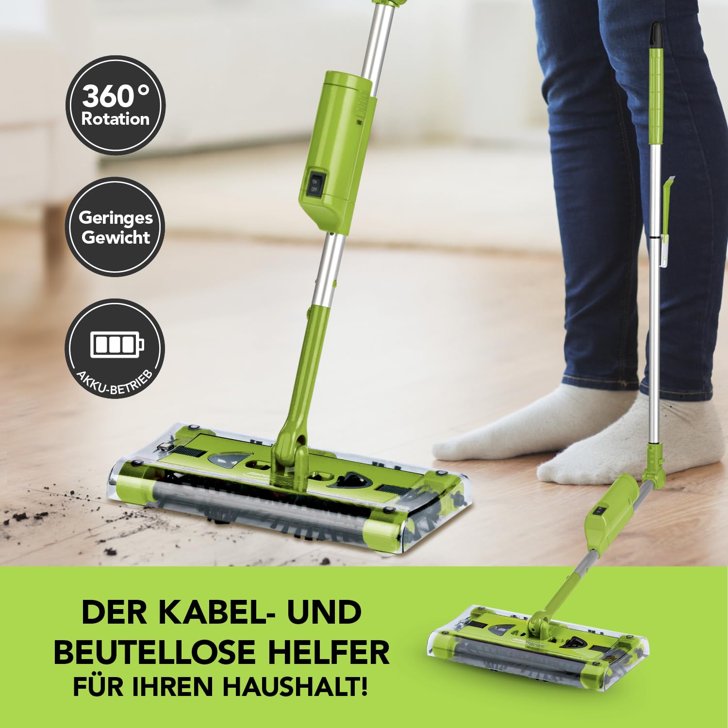 Mua Swivel Sweeper Cordless Broom - Easy Crumb Pickup - Wireless ...
