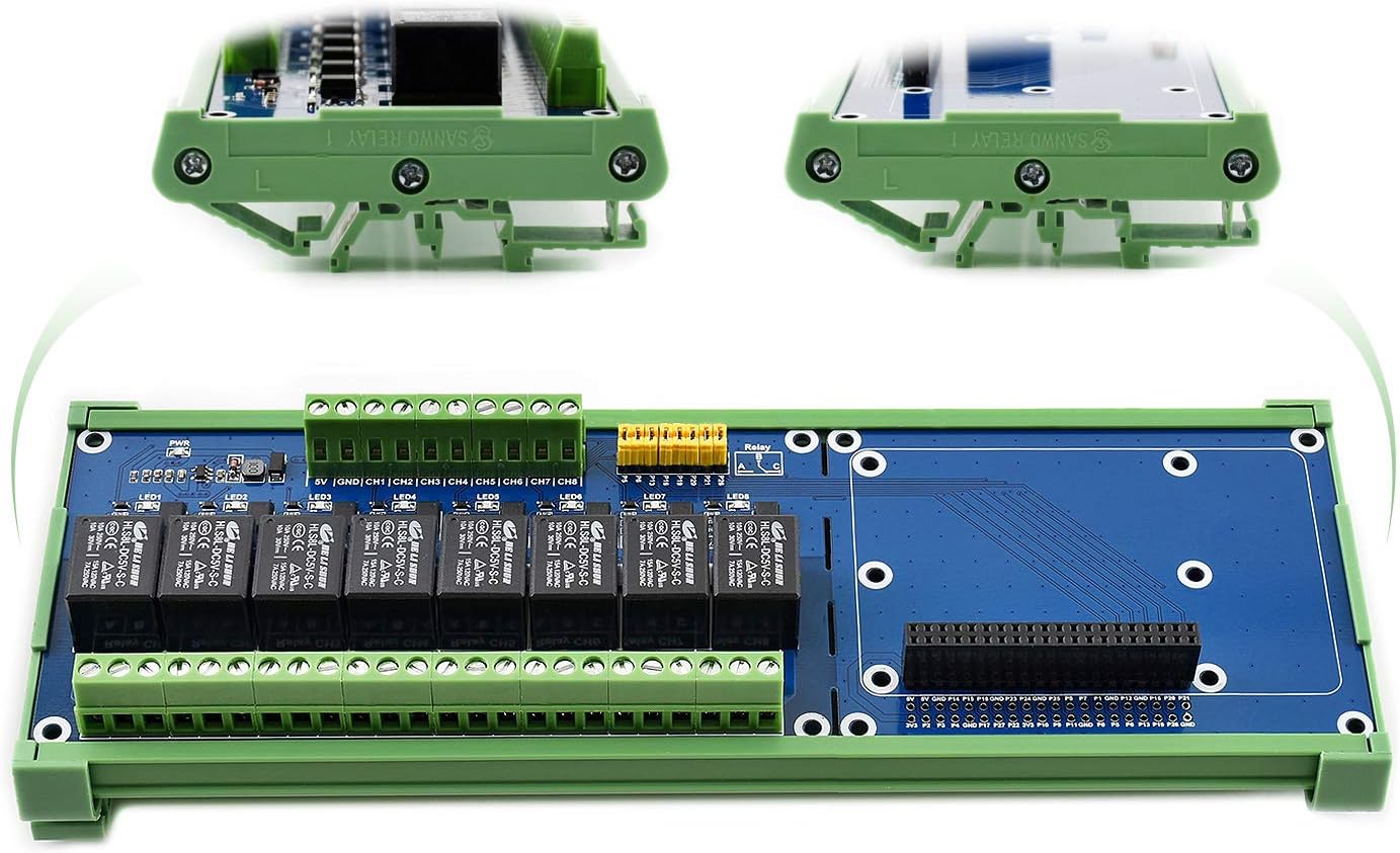 Waveshare Raspberry Pi 8-ch Relays Expansion Board Control High Voltage ...