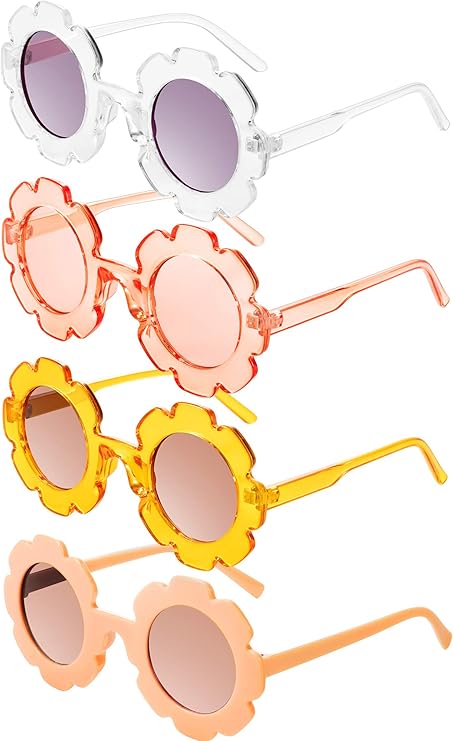 Amazon.com: 4 Pairs Kids Flower Shaped Sunglasses Cute Round Flower ...