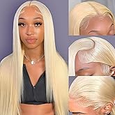 Amazon.com : DJFG Blonde Lace Front Wigs Human Hair Pre Plucked 613 13x6 Lace Front Wig Human ...
