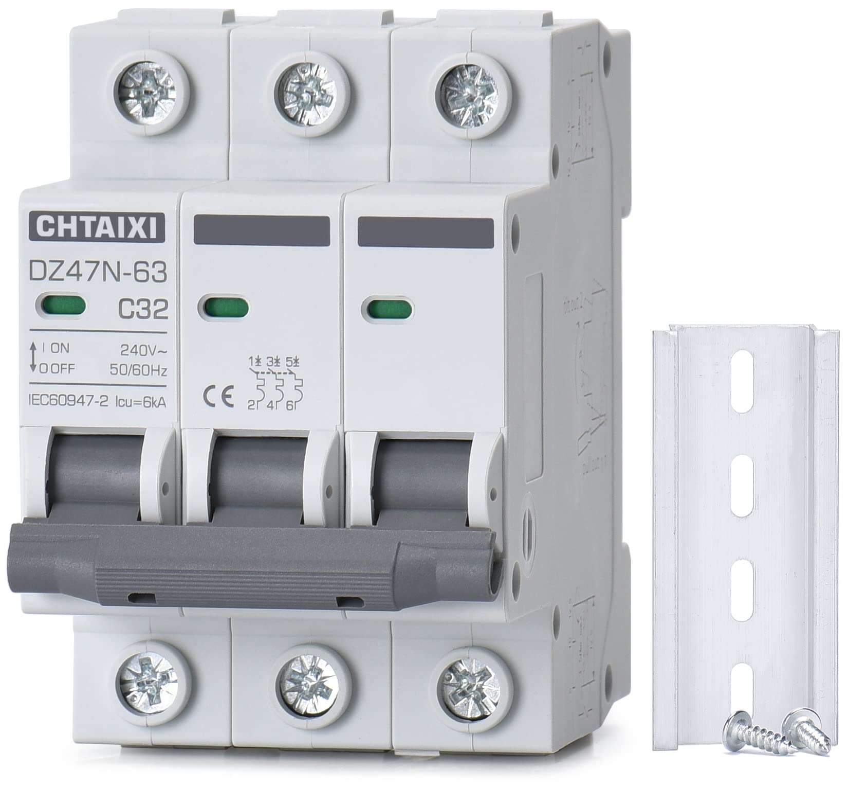 Mua 3 Pole DIN Rail Mount Circuit Breaker, 32 Amp 240V AC Miniature ...