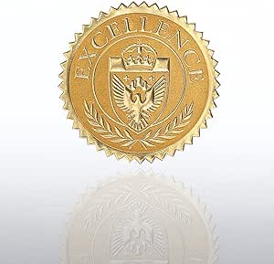 Amazon.com : Certificate Seal - Excellence Shield - Gold : Paper ...