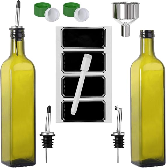 Amazon.com: Olive Oil Dispenser Bottle - 2 Pack of 17 oz. Dark Glass ...