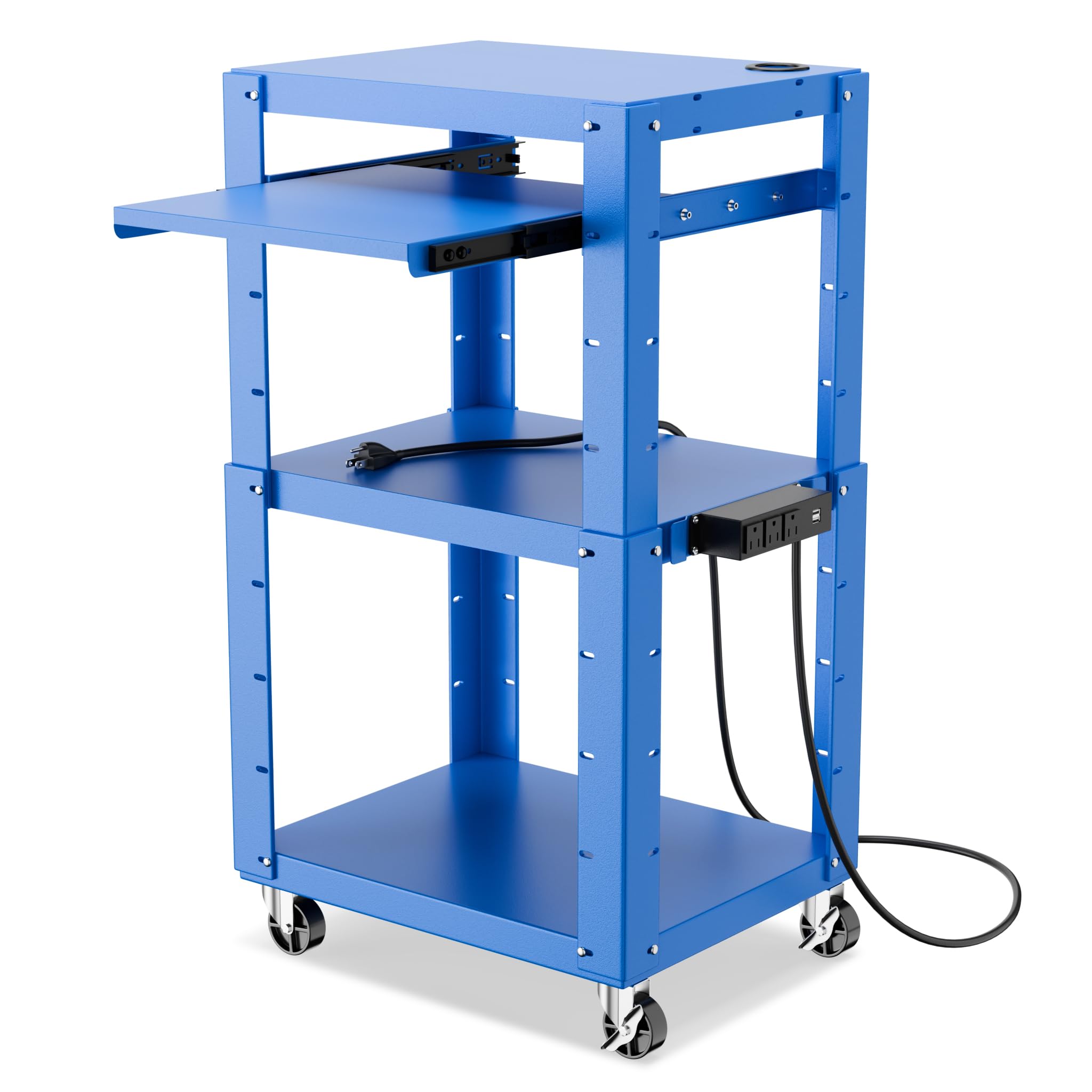 AV Presentation Cart Stand with Power Strip and Casters, Rolling ...