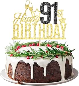Amazon.com: Happy 91st Birthday Cake Topper - Ninety one-year-old Cake ...