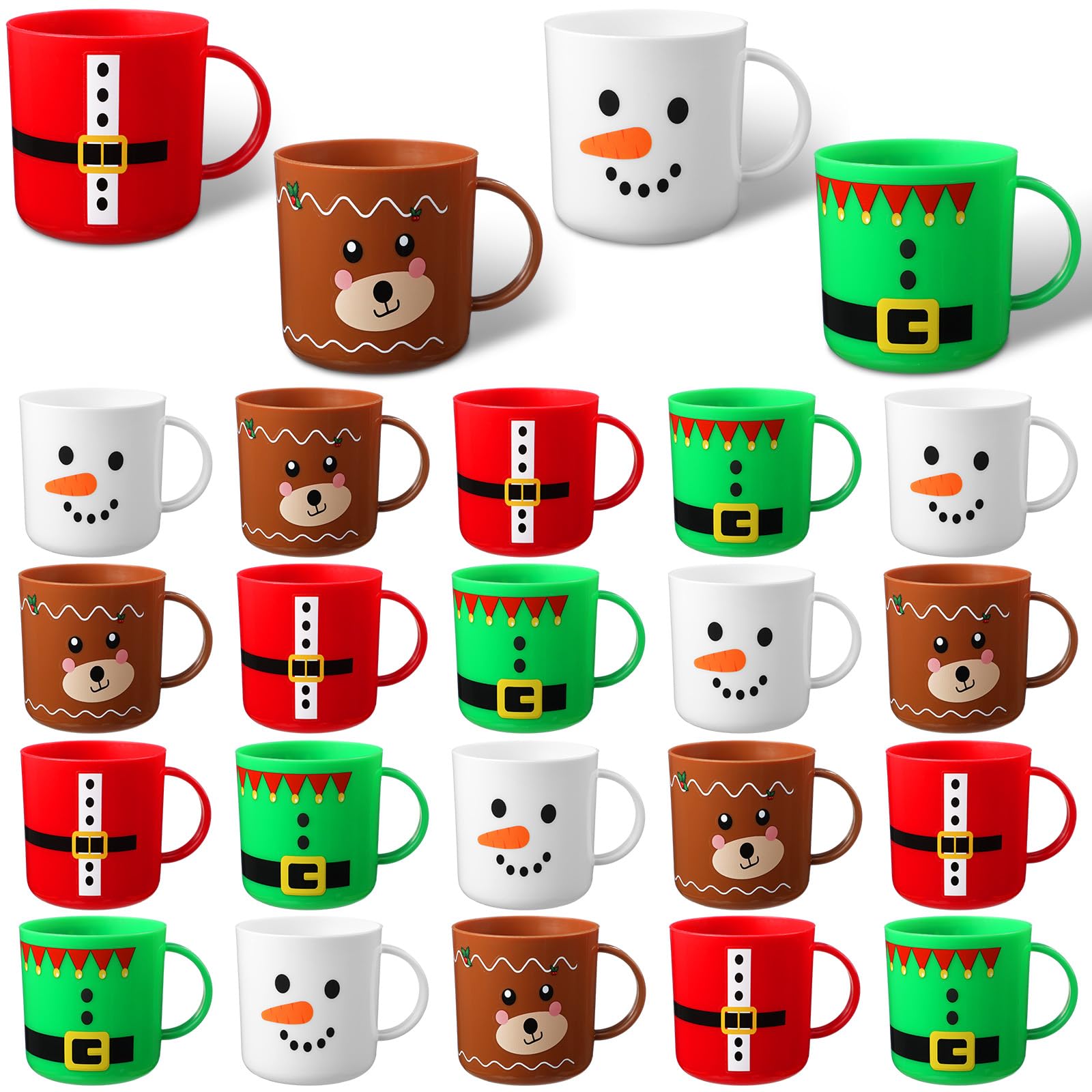 Yaomiao 24 Pcs Christmas Mugs Set Christmas Santa Elf Snowman Elk Mugs ...