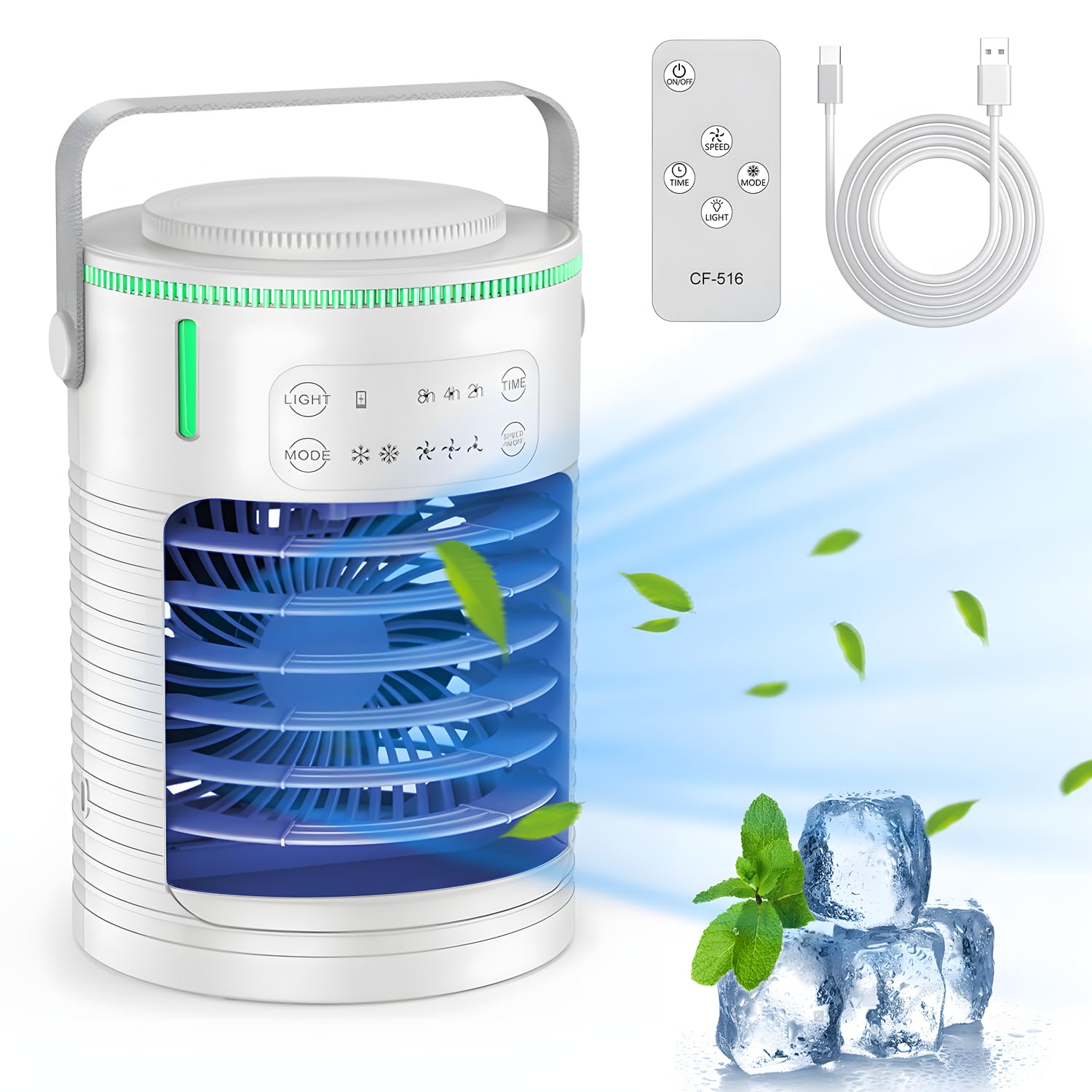 Portable Air Conditioners Fan with 3 Speeds 7 Colors,Small Mini Ac Unit ...