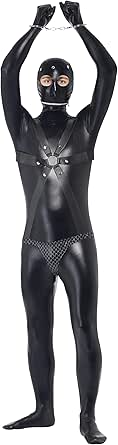 Amazon.com: Smiffys Men's Gimp Costume Bodysuit with Straps and ...
