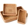Amazon.com: Rattan Serving Tray, Rectangle Basket Set of 3, Wicker ...