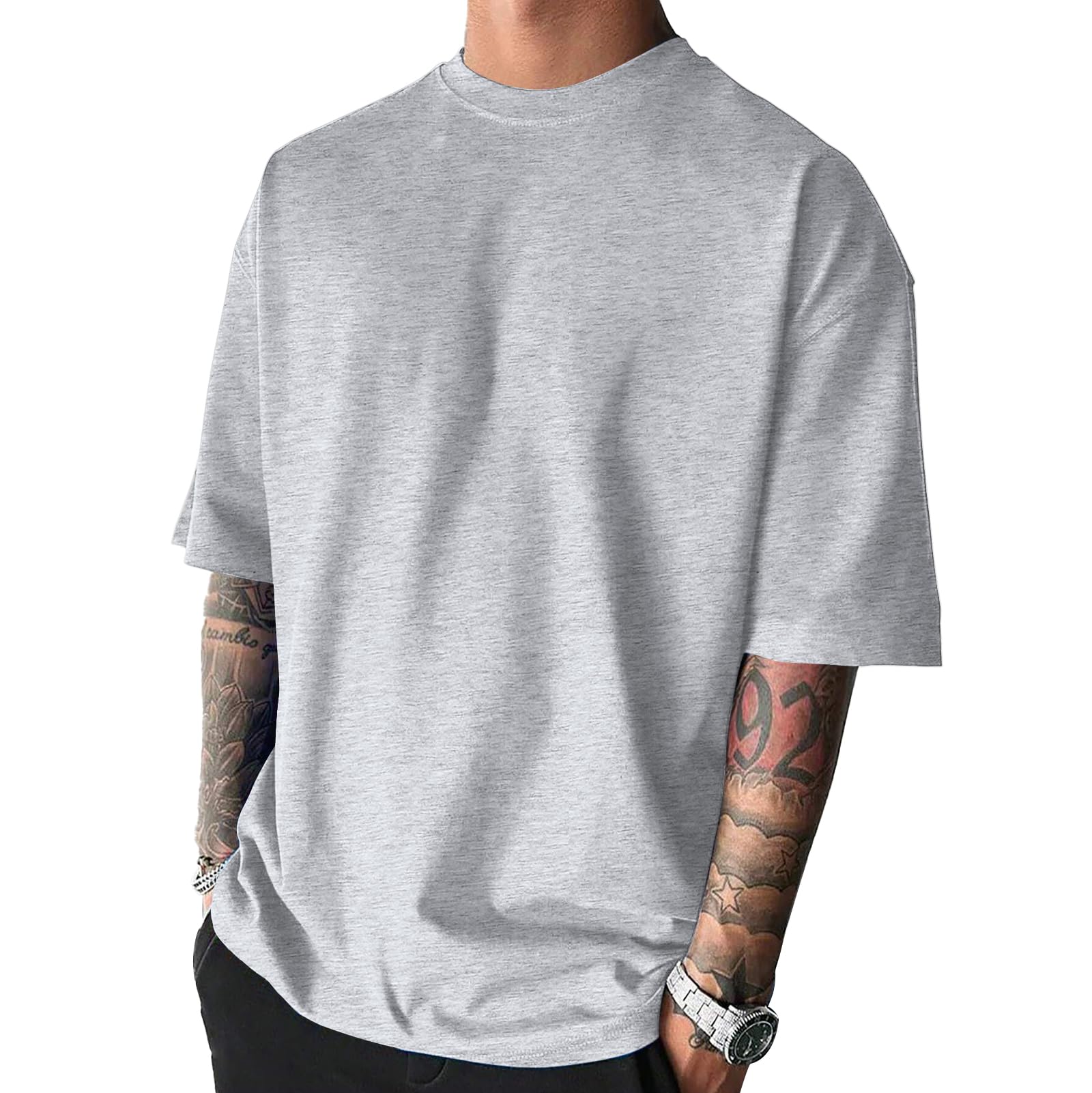 Men's Fashion Oversized Tshirts Workout Short Sleeve T-Shirt Dry Fit ...