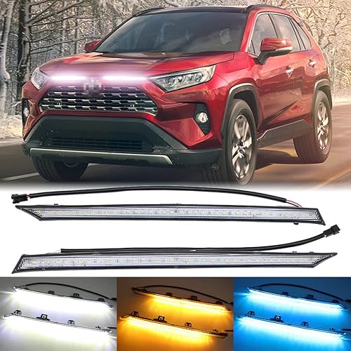 Dreamseek 3 Color LED DRL Daytime Running Light for Toyota RAV4 2019 2020 2021 2022 2023 Front ...