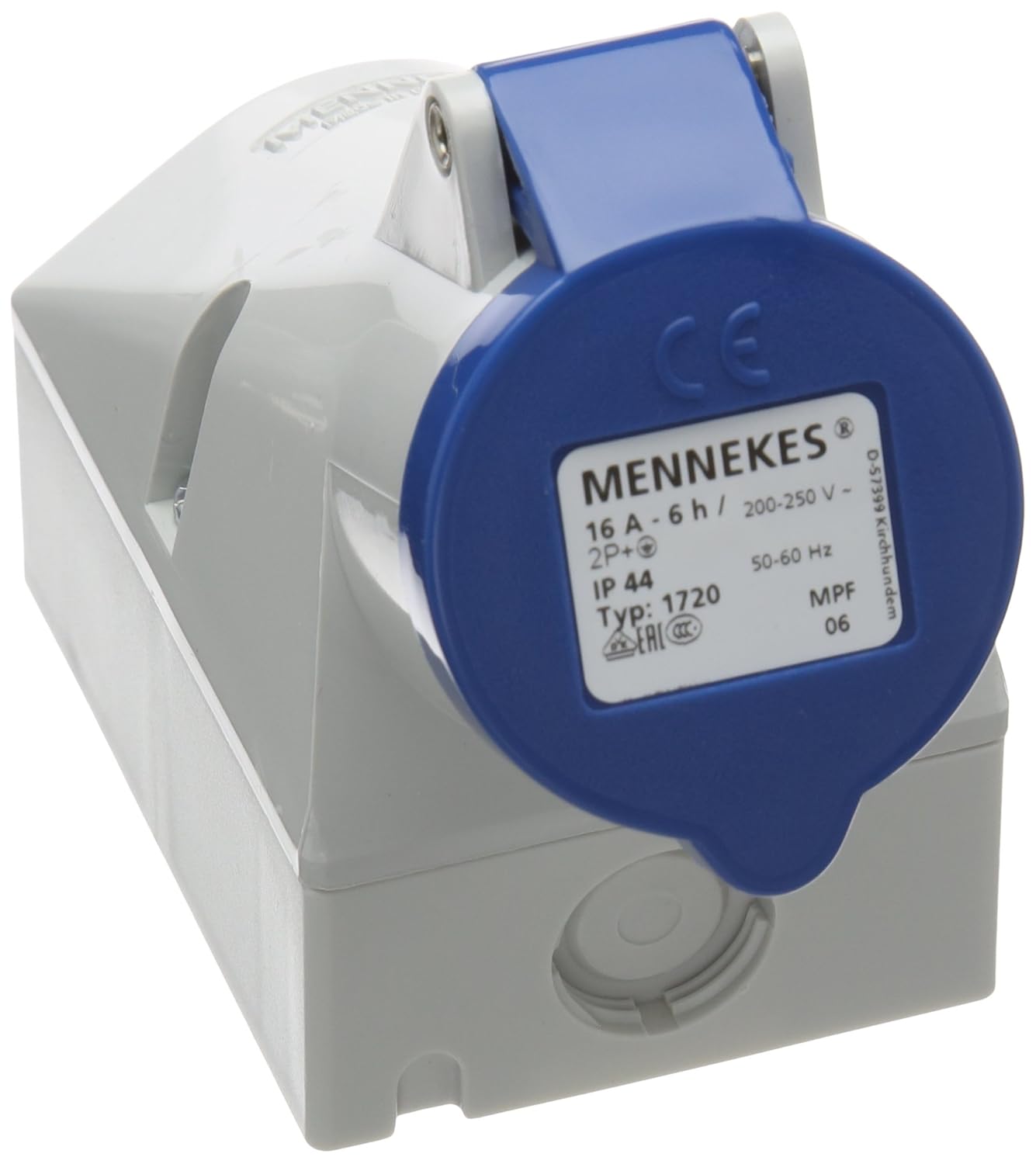 MENNEKES 1720 Internal Fixing Wall Mounted Socket with Twin CONTACT, IP ...