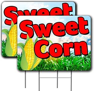 Amazon.com: 2 Pack Sweet Corn Yard Sign 18" x 24" - Double-Sided Print ...