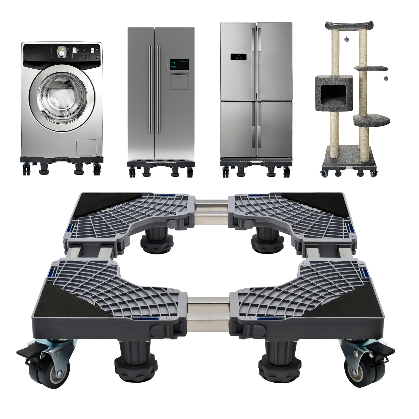 WBJKZJD Updated Fridge Stand Mobile Base with Double Pipes 4 Locking ...