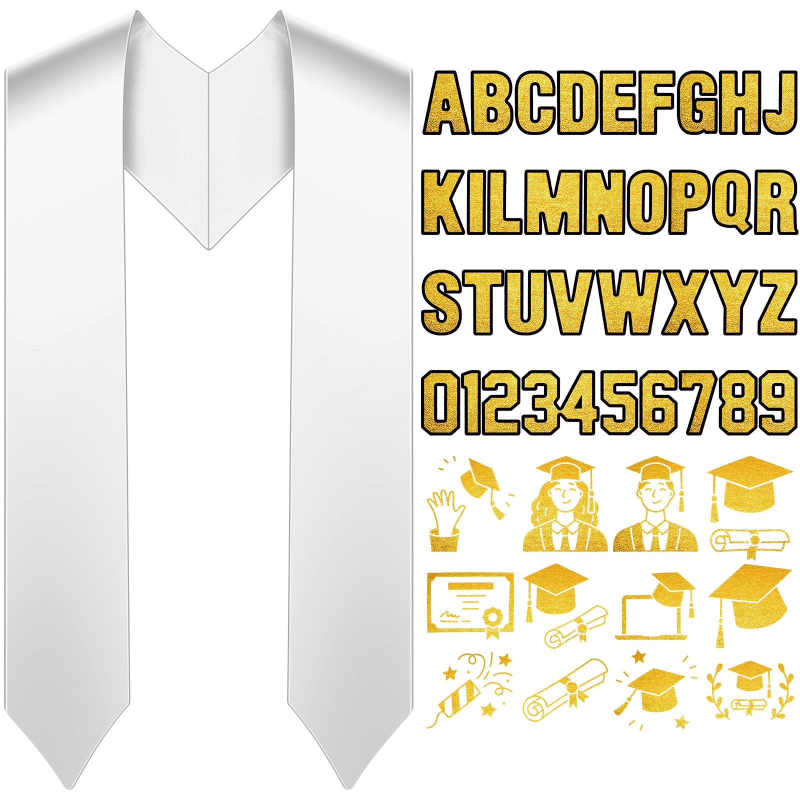 Thiccywoov Graduation Stole 60'' 2025 Grad Shawl Strap with a to Z ...